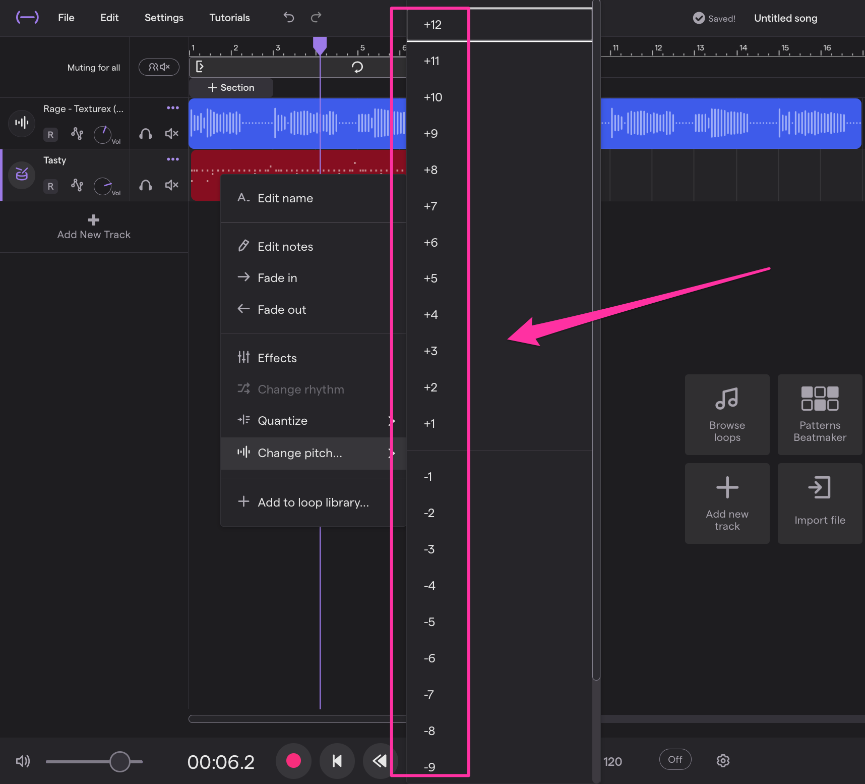Change Pitch and Transpose – Soundtrap Support