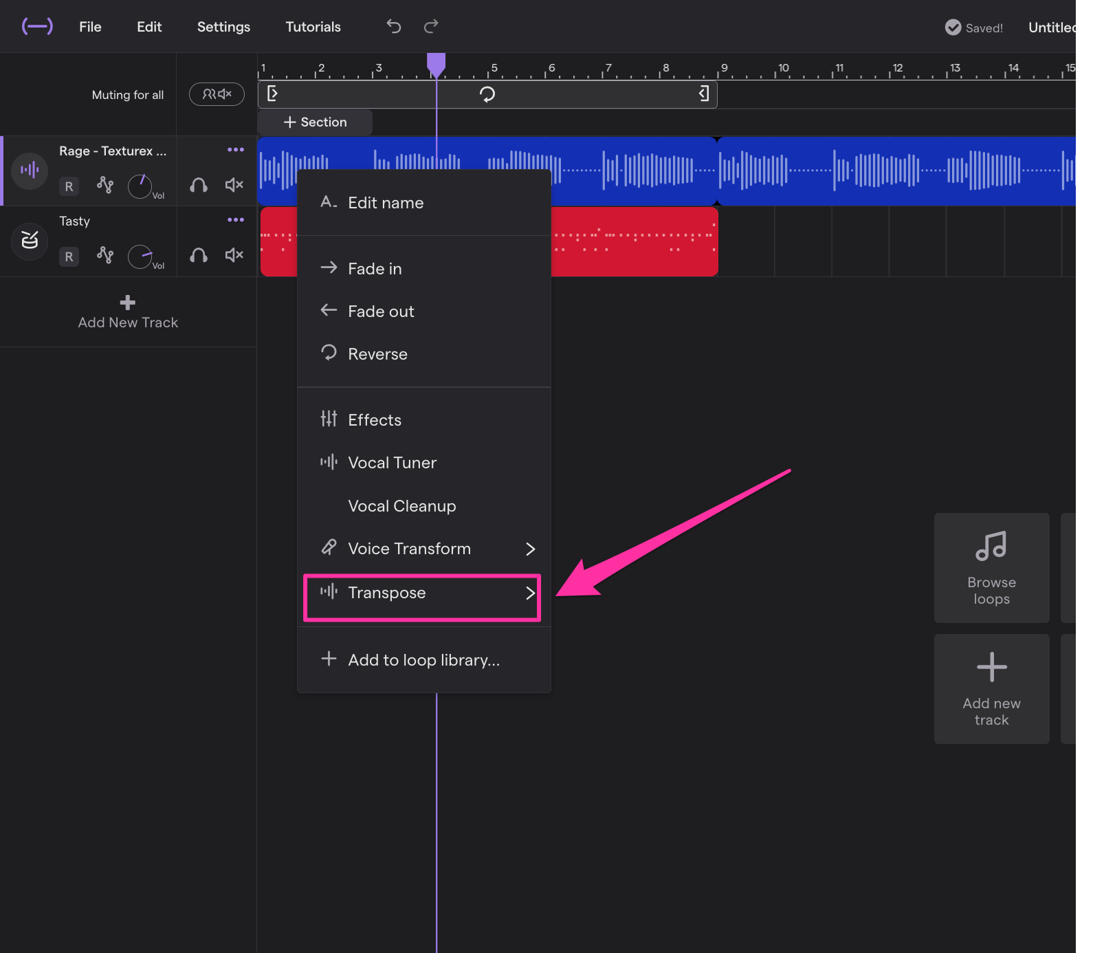 Change Pitch and Transpose – Soundtrap Support