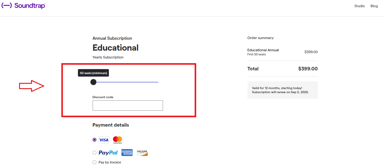 Requesting an Invoice for a New Soundtrap for Education Subscription ...