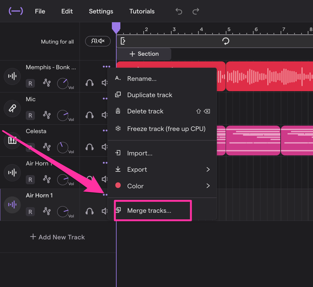 Merge tracks – Soundtrap Support