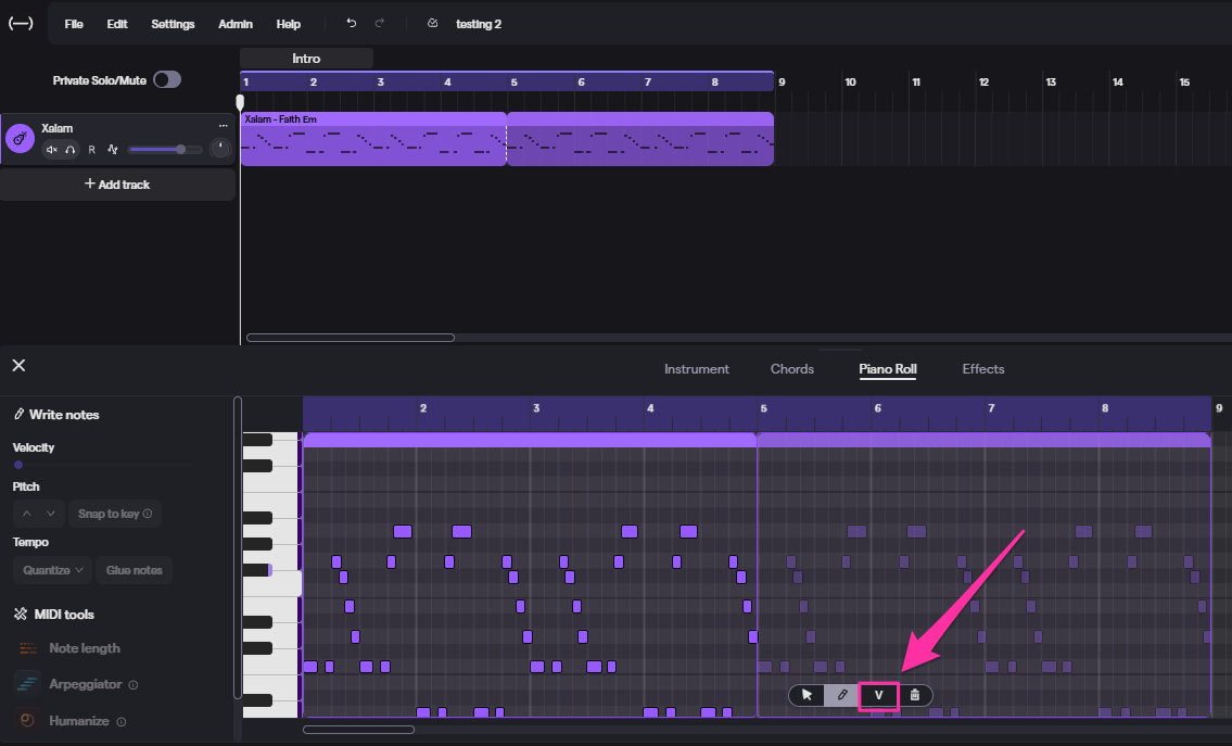 Adjusting MIDI note velocity – Soundtrap Support